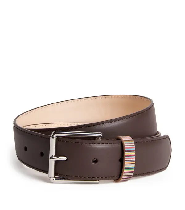 Paul Smith Leather Belt With Stripe Loop - Brown