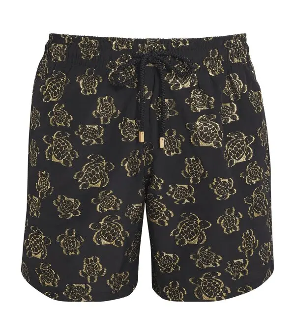 Vilebrequin Embroidered Ronde Des Tortues Swim Shorts - Black