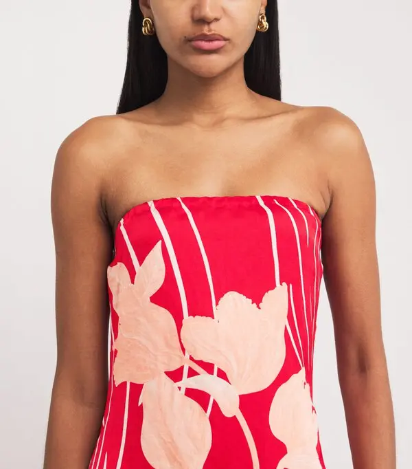 Verandah Strapless Tulip Printed Maxi Dress