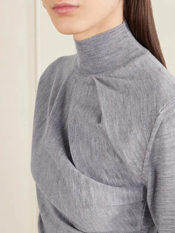 Givenchy Draped Wool-blend Turtleneck Sweater - Gray