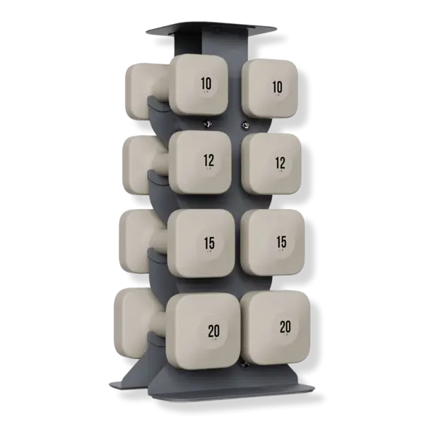 WeGym Safegrip Dumbbells Upper Set With Rack - Sandstone