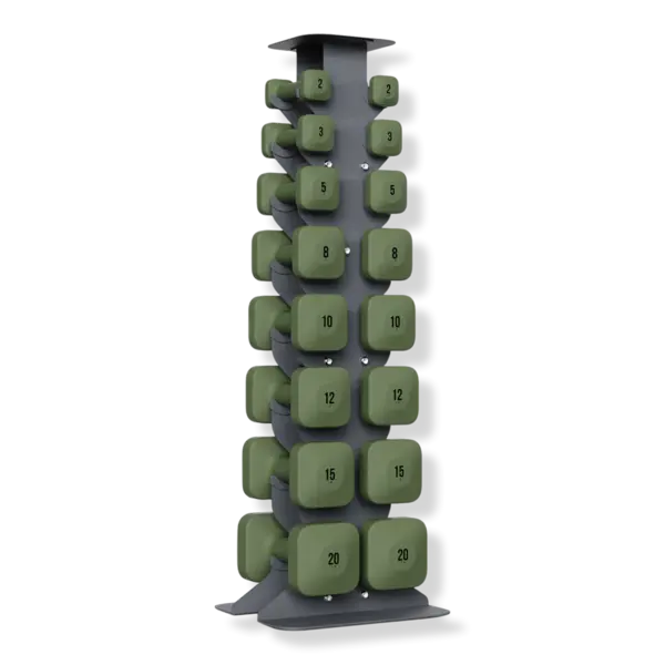 WeGym Safegrip Dumbbells Full Set With Rack - Forest