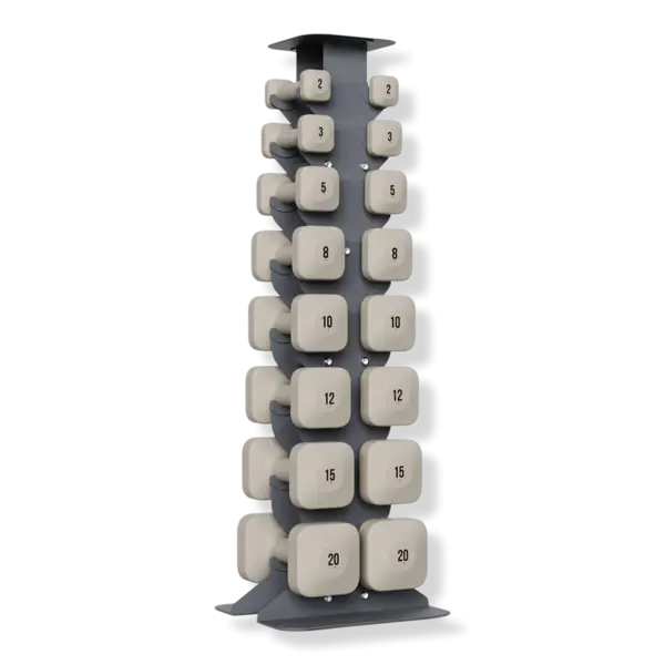 WeGym Safegrip Dumbbells Full Set With Rack - Sandstone
