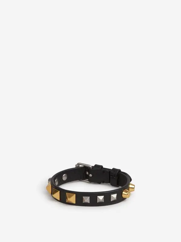 Valentino Garavani Leather Bracelet With Studs - Black