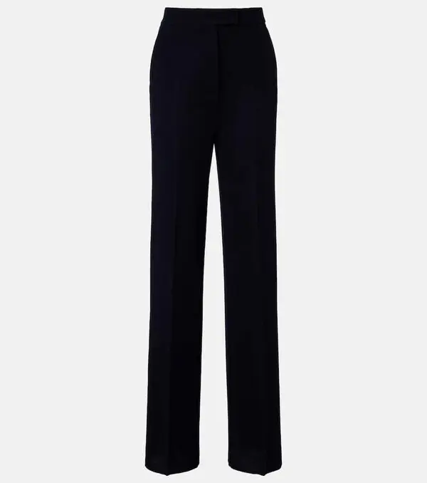 Max Mara Attinia Virgin Wool Piqué Wide-leg Pants