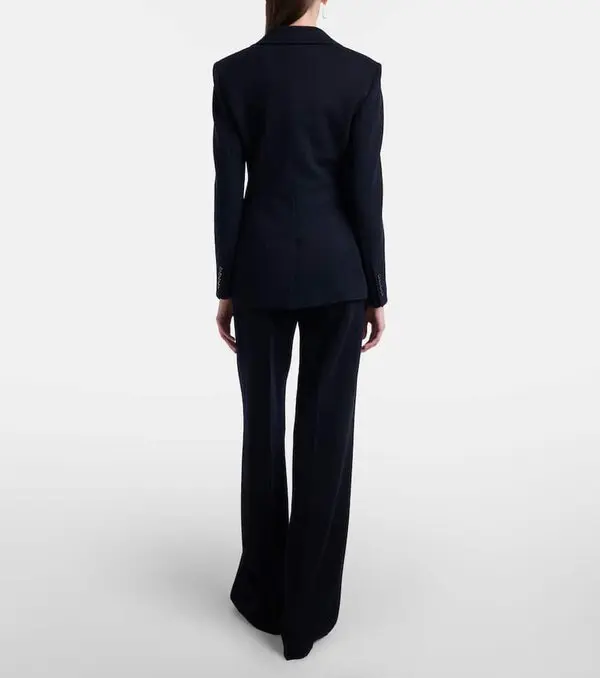 Max Mara Attinia Virgin Wool Piqué Wide-leg Pants