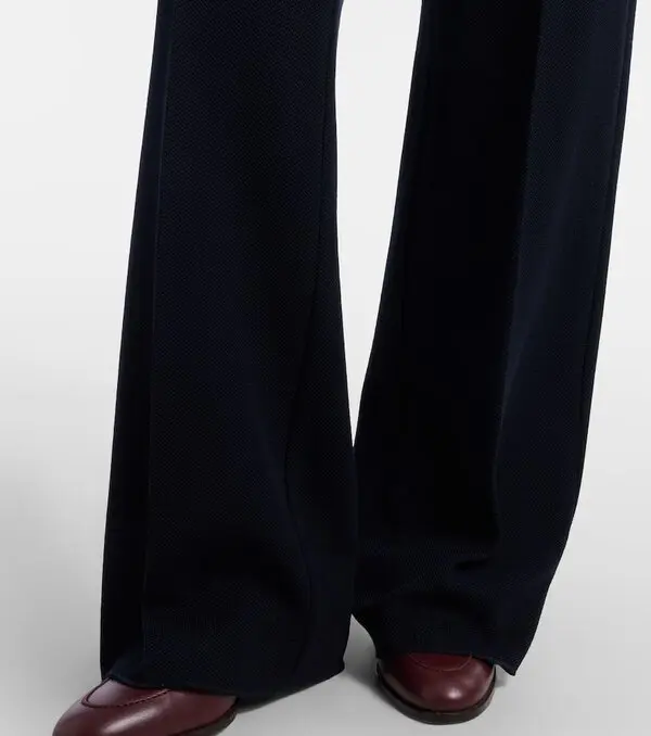 Max Mara Attinia Virgin Wool Piqué Wide-leg Pants