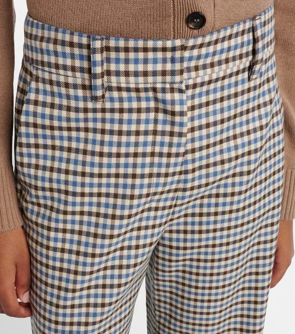 Max Mara Michelle Wool And Cotton Checked Wide-leg Trousers
