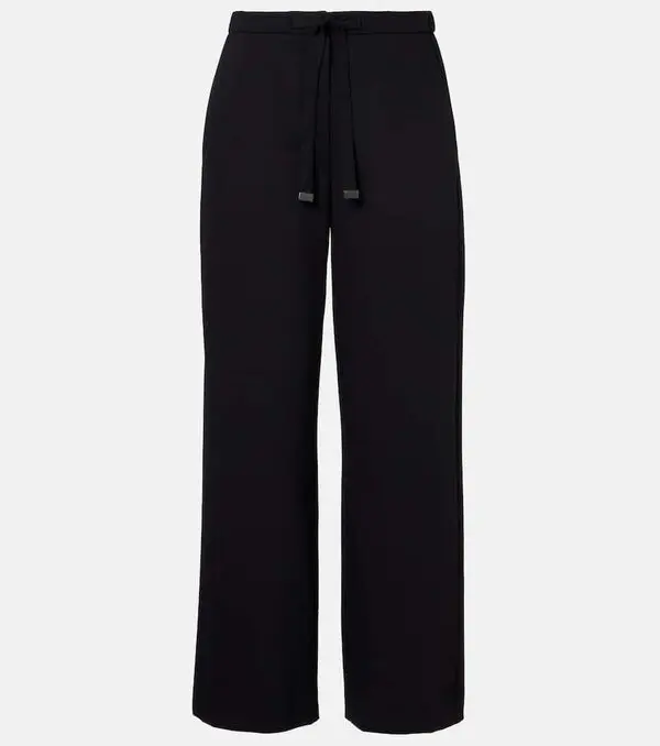 Max Mara Argenta Virgin Wool Crepe Wide-leg Pants - Black