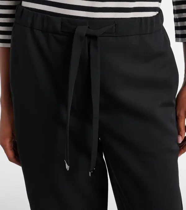 Max Mara Argenta Virgin Wool Crepe Wide-leg Pants - Black