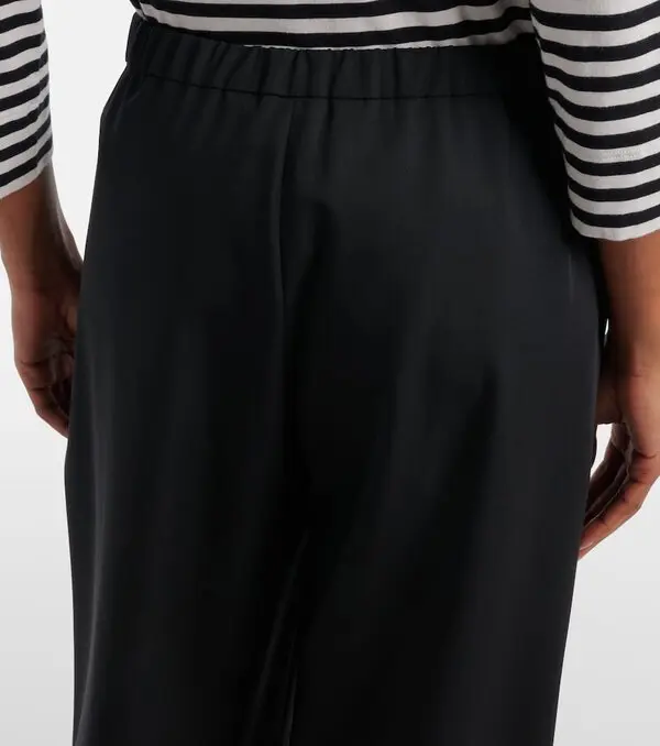 Max Mara Argenta Virgin Wool Crepe Wide-leg Pants - Black
