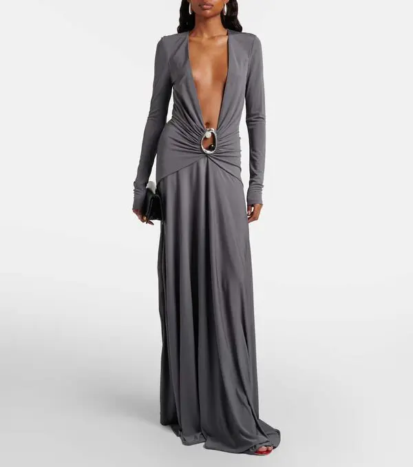 Christopher Esber Orica Embellished Jersey Maxi Dress - Blue