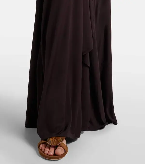 Christopher Esber Draped Jersey Maxi Dress With Stone Pin
