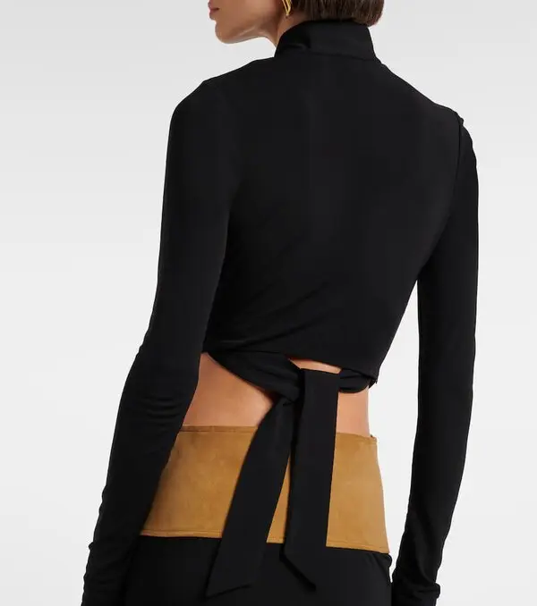 Christopher Esber Contour Cutout Suede-trimmed Gown