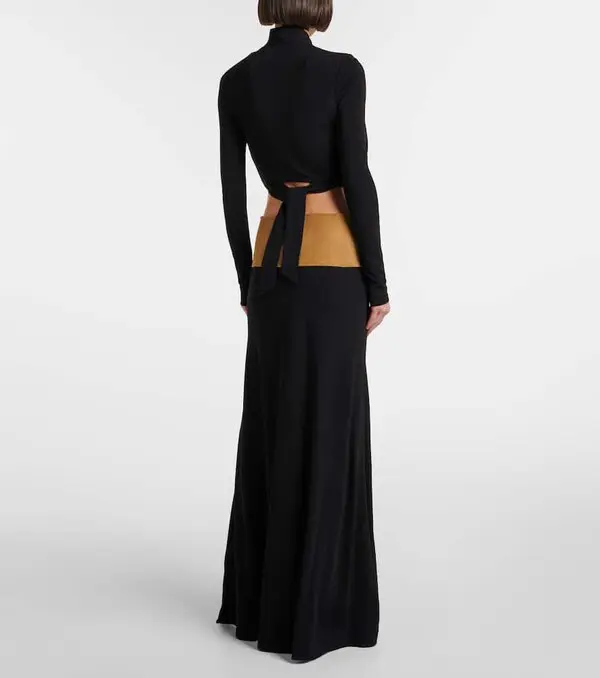 Christopher Esber Contour Cutout Suede-trimmed Gown