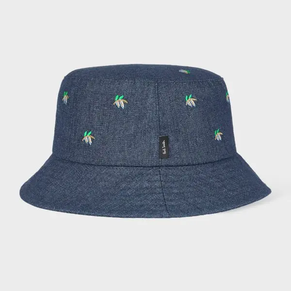 Paul Smith Leaf-embroidered Bucket Hat - Blue