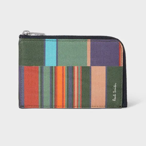 Paul Smith Leather 'seasonal Stripe' Zip Card Holder - Multicolour