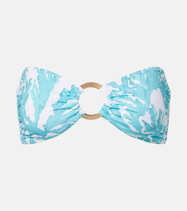 ALEXANDRA MIRO Carlotta Printed Bandeau Bikini Top - Blue