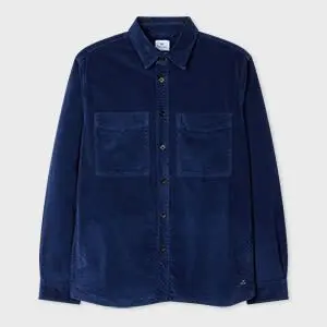 Paul Smith Dark Corduroy Patch-pocket Overshirt - Blue