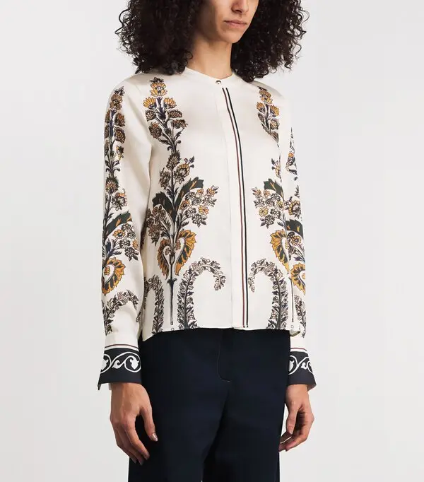 Veronica Beard Twill Floral Print Blouse