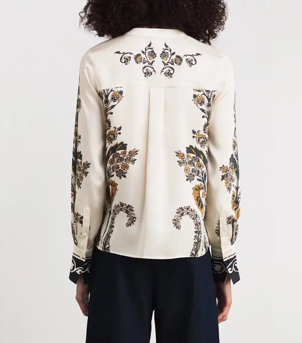 Veronica Beard Twill Floral Print Blouse