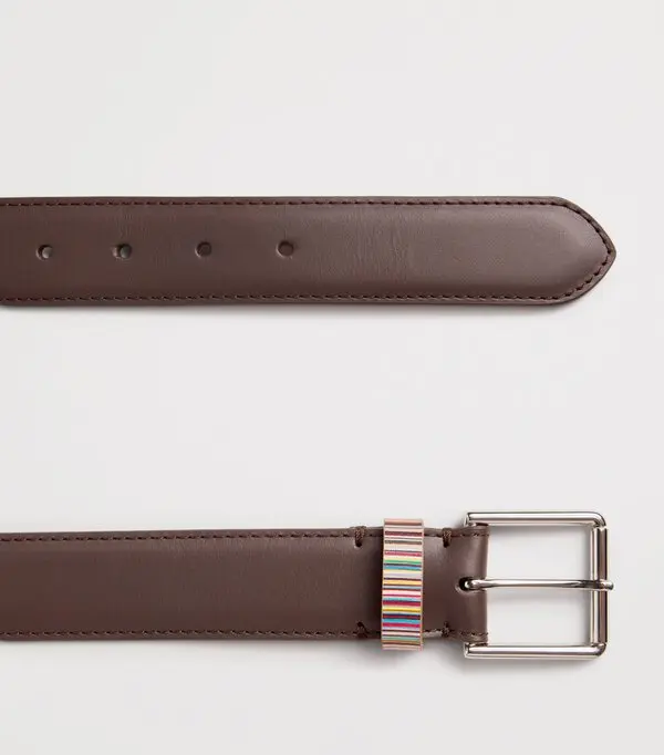 Paul Smith Leather Belt With Stripe Loop