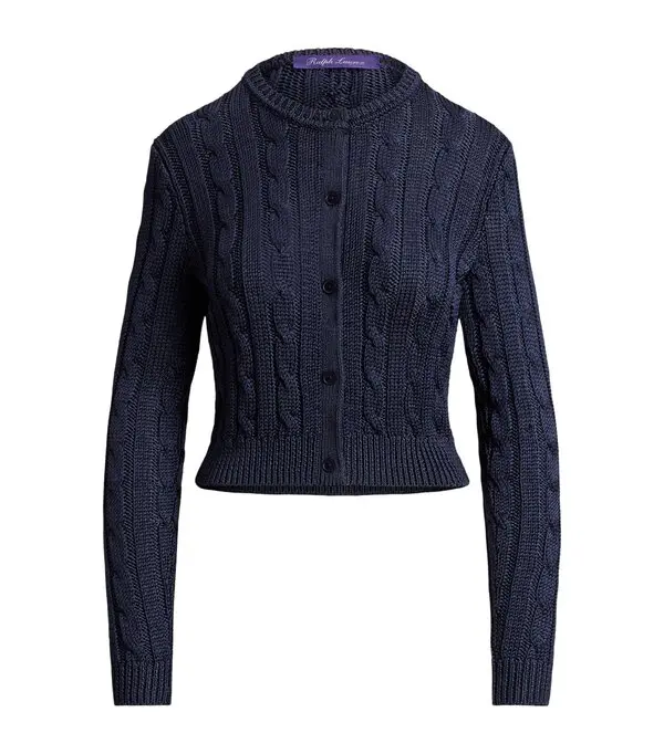 Ralph Lauren Silk Cable-knit Cropped Cardigan