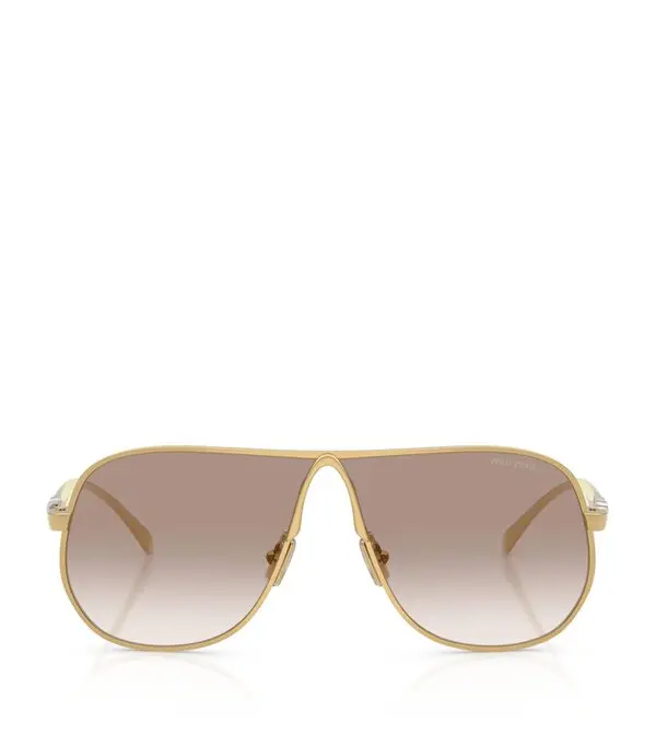 Miu Miu Metal Pilot Sunglasses - Gold