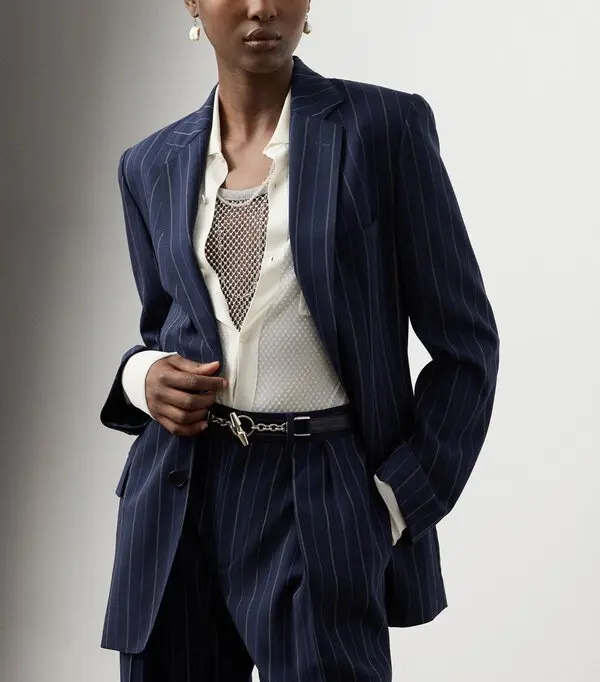 Ralph Lauren Wool Pinstripe Marcy Blazer