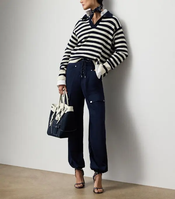 Ralph Lauren Cashmere Striped Polo Sweater
