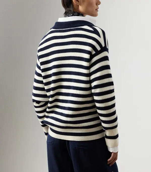 Ralph Lauren Cashmere Striped Polo Sweater