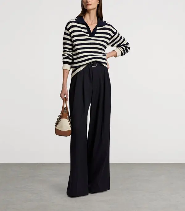 Ralph Lauren Cashmere Striped Polo Sweater