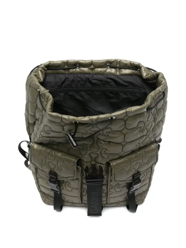 GANNI Quilted Nylon Backpack - Green