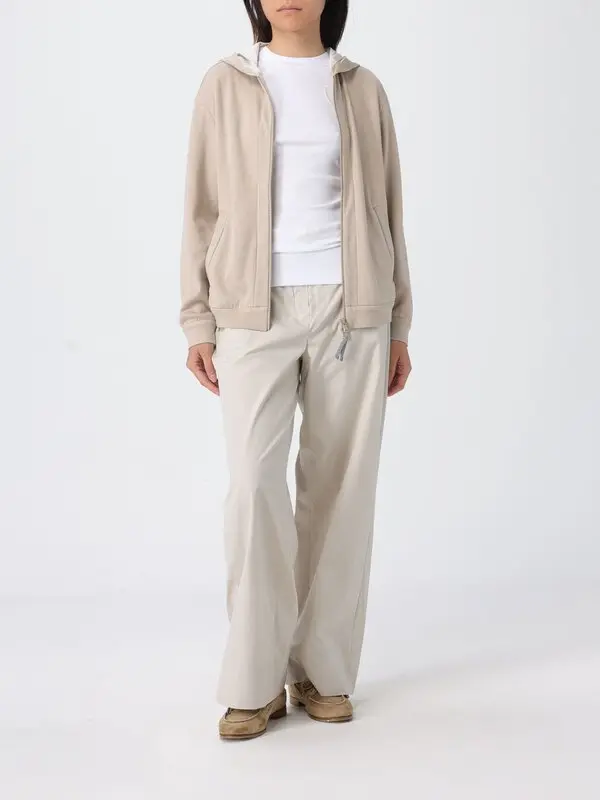 Brunello Cucinelli Full Zip Hooded Sweatshirt - Beige