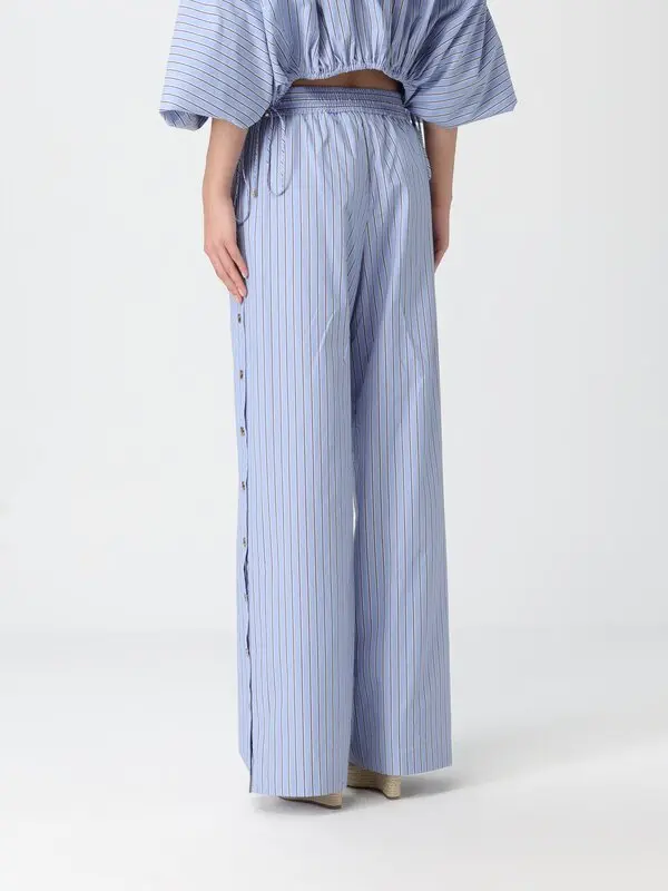 Zimmermann Striped Wide-leg Trousers With Button Detailing - Gnawed Blue