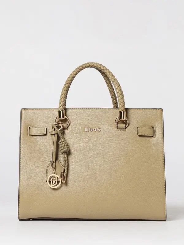 Liu Jo Top Handle Bag With Braided Straps And Logo Charm - Mud