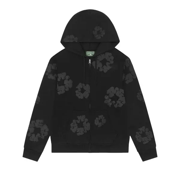 DENIM TEARS Mono Cotton Wreath Zip Hoodie - Black