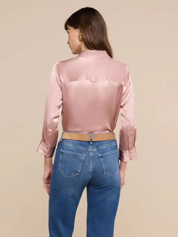 L'Agence Dani Silk Blouse - Pale Rose