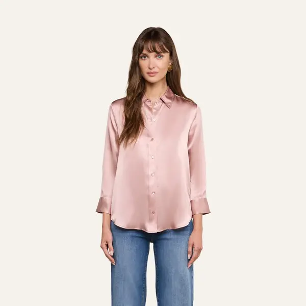 L'Agence Dani Silk Blouse - Pale Rose