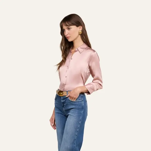 L'Agence Dani Silk Blouse - Pale Rose