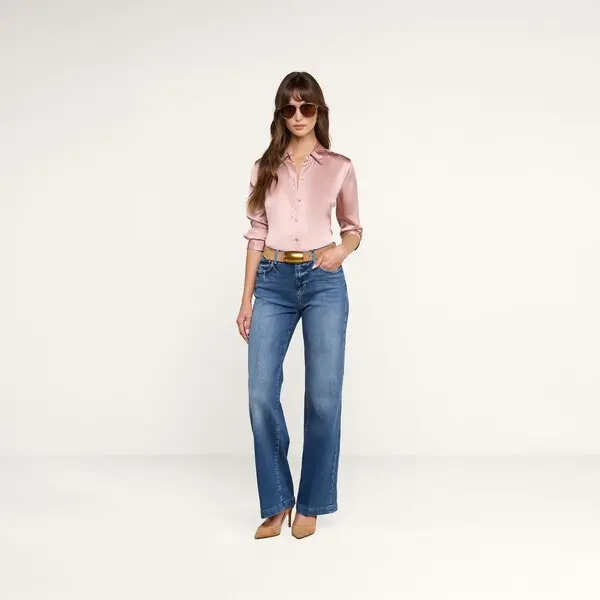 L'Agence Dani Silk Blouse - Pale Rose