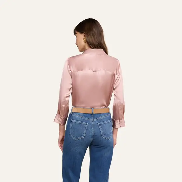 L'Agence Dani Silk Blouse - Pale Rose
