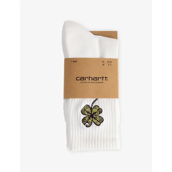 Carhartt Work In Progress Clover Embroidered Cotton-blend Socks - White