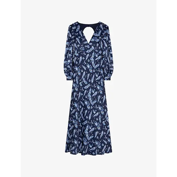 OMNES Swan Print Satin Maxi Dress