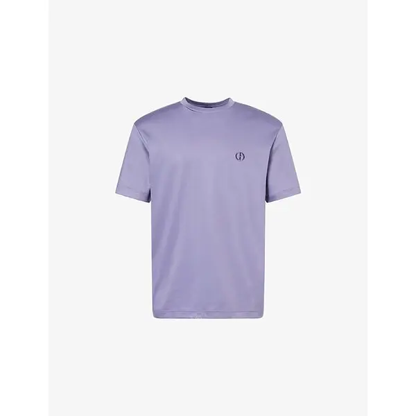 Giorgio Armani Logo-embroidered Crewneck Cotton T-shirt - Ortensia
