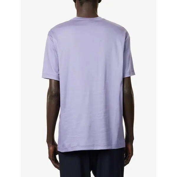 Giorgio Armani Logo-embroidered Crewneck Cotton T-shirt - Ortensia