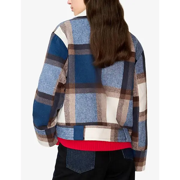 OMNES Checked Woven Jacket - Blue/brown Gingham