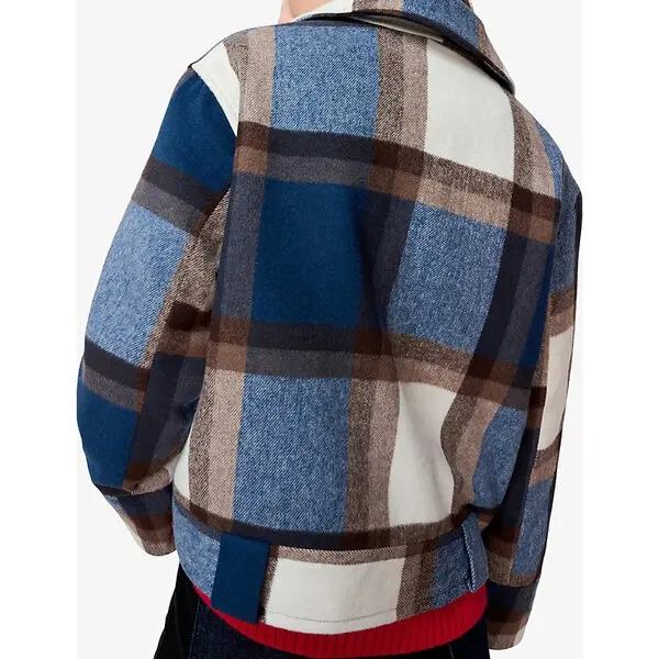 OMNES Checked Woven Jacket - Blue/brown Gingham