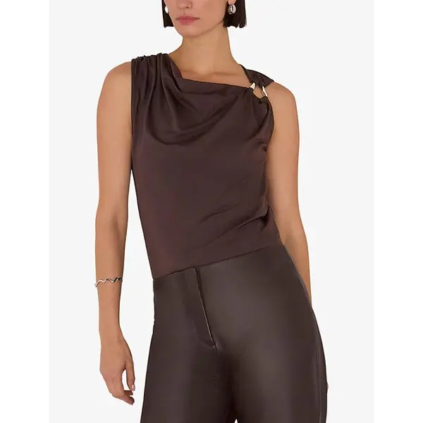 Whistles Ring-detail Cowl-neck Top