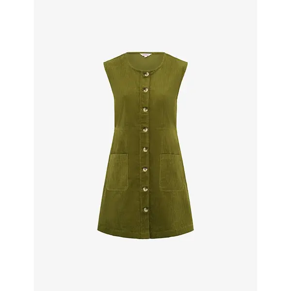 OMNES Bunni Sleeveless Cotton-corduroy Mini Dress - Moss Green